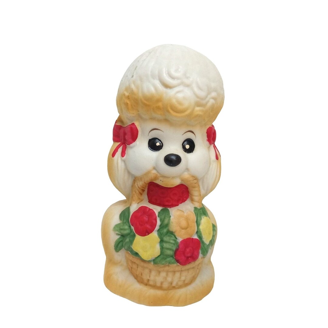 Vintage Jasco Critter Bell Poodle With Flower Basket - Etsy
