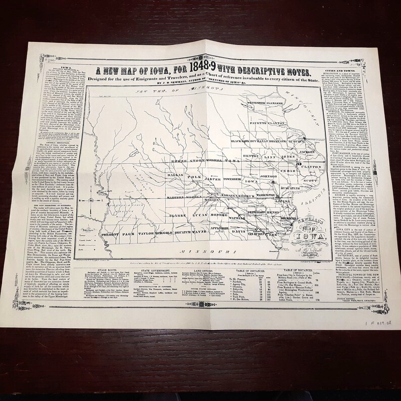 Two Vintage Maps of IOWA Reproductions Facsimile Genealogy - Etsy