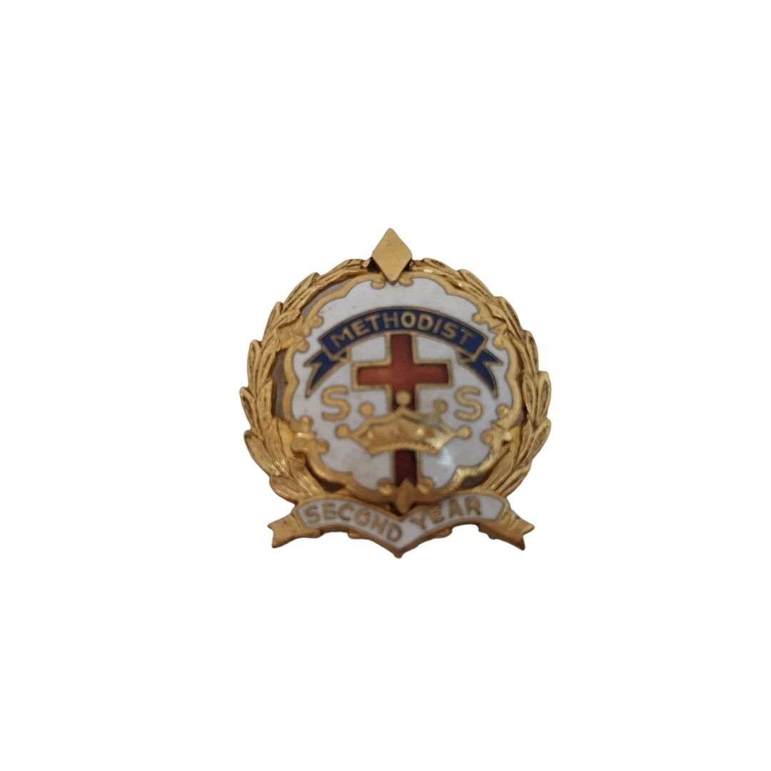 Little System Cross & Crown Methodist Pin Second Year 1/20 10K Gold ...