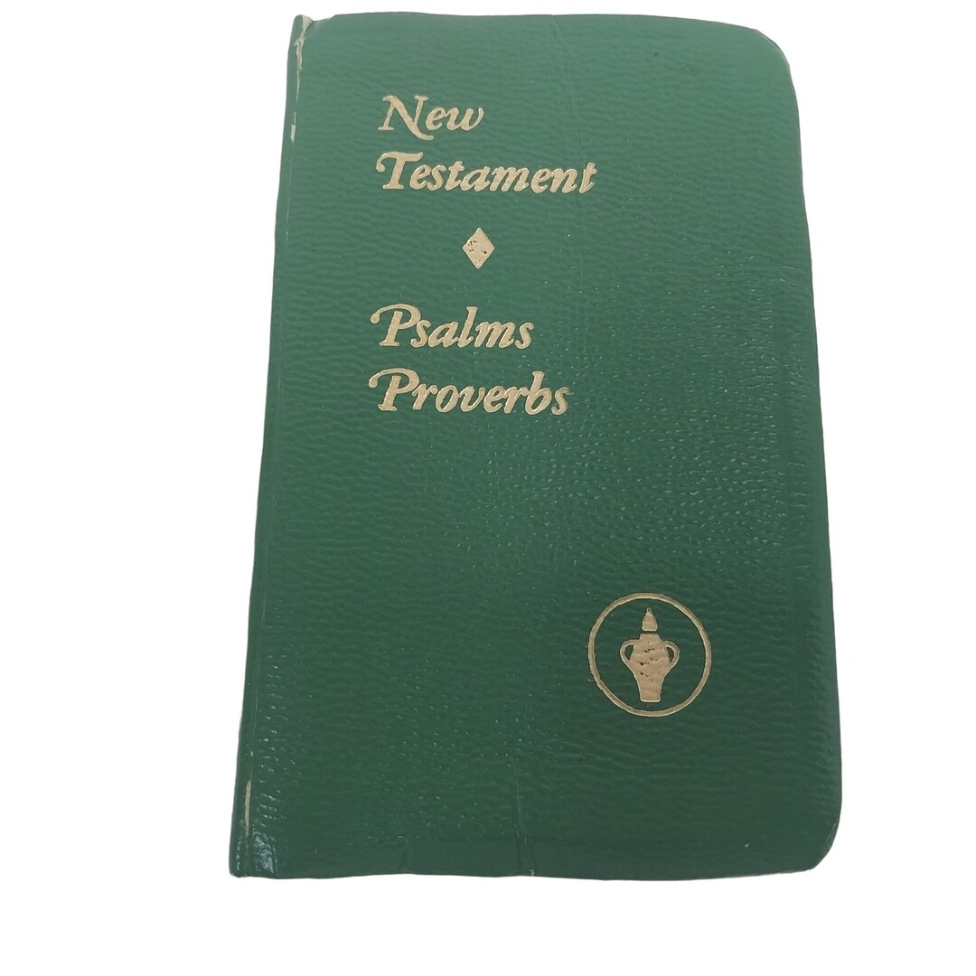 Gideons New Testament Psalms Proverbs Green Leather Pocket Bible 1980 ...
