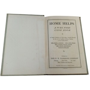 Antique Home Helps A Pure Food Cook Book 1910 Mary J. Lincoln Sarah ...
