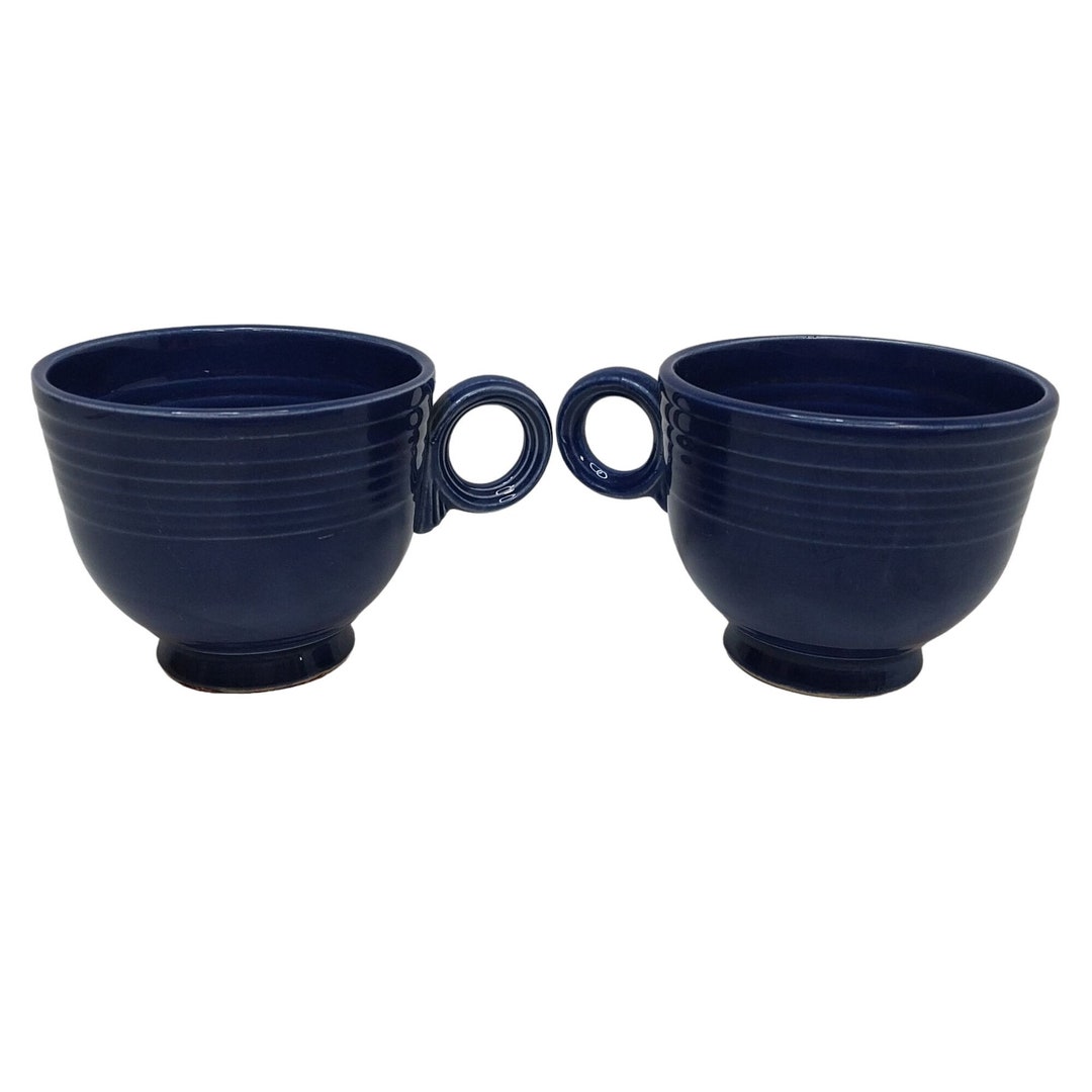 Vtg Fiestaware Cobalt Blue Coffee Mugs O Ring Handle Fiesta Homer ...