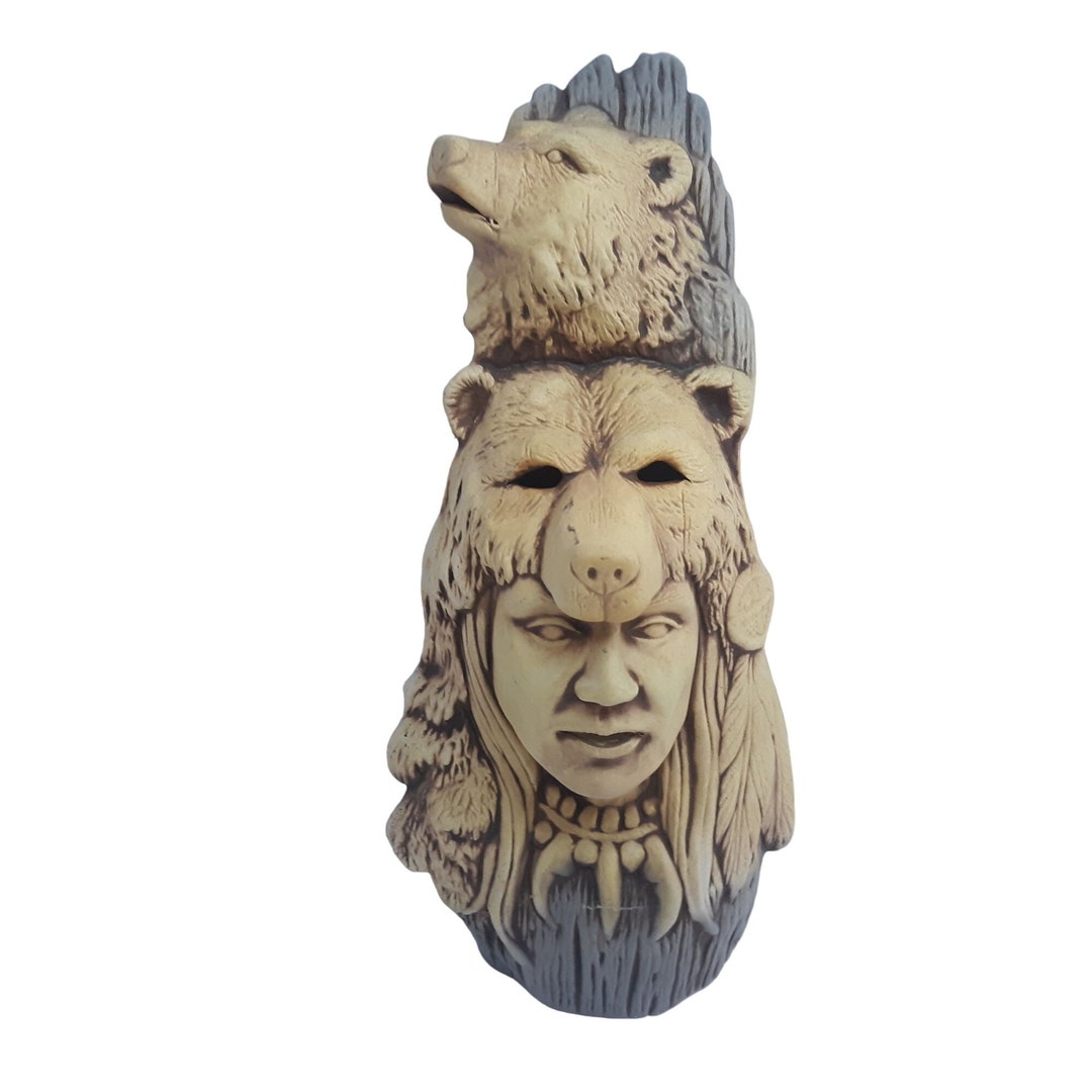 Native American Ceramic Bear Spirt Figure Statue 11" - Etsy