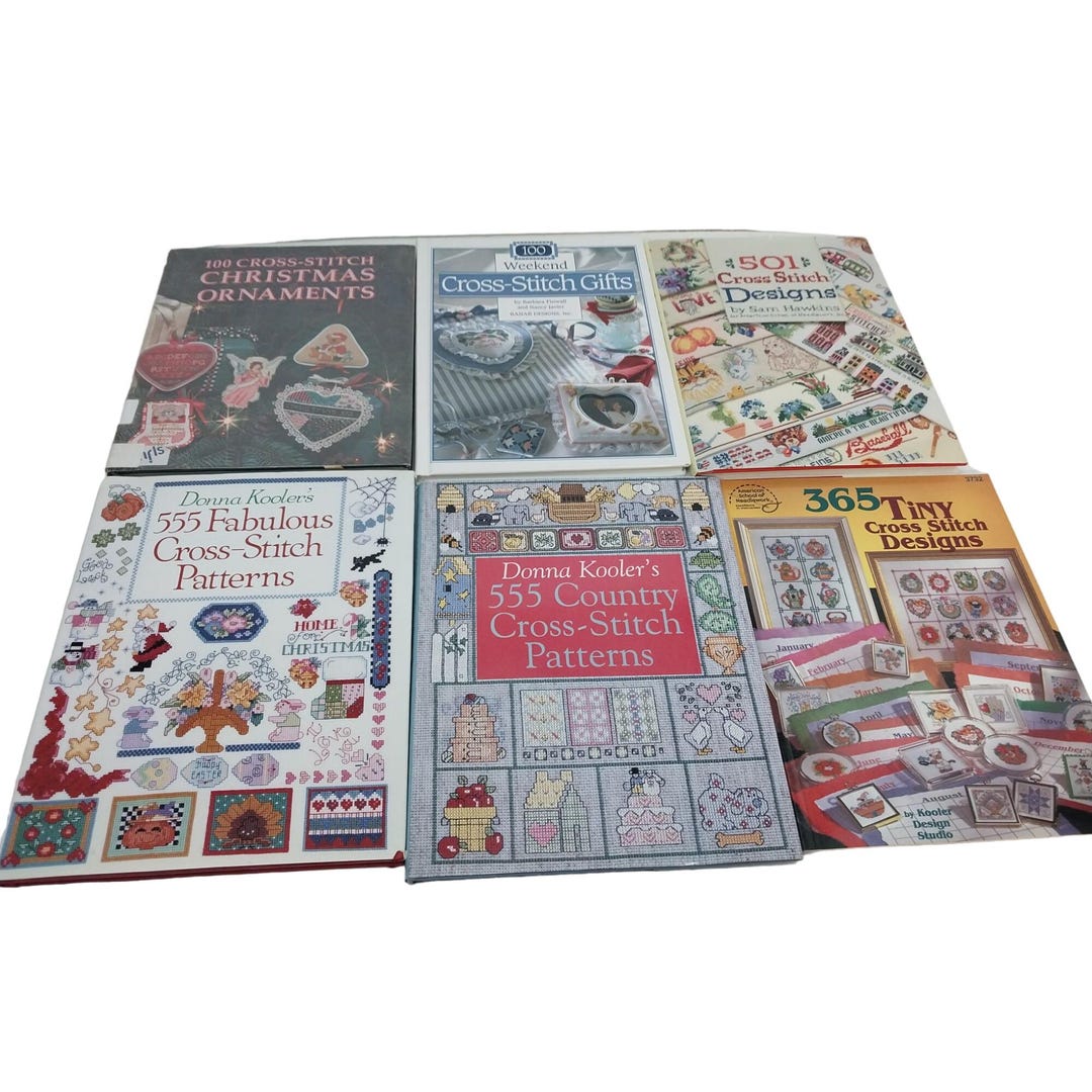 Set of 6 Cross-stitch Pattern Books Barbara Finwall Donna Kooler 1000 ...