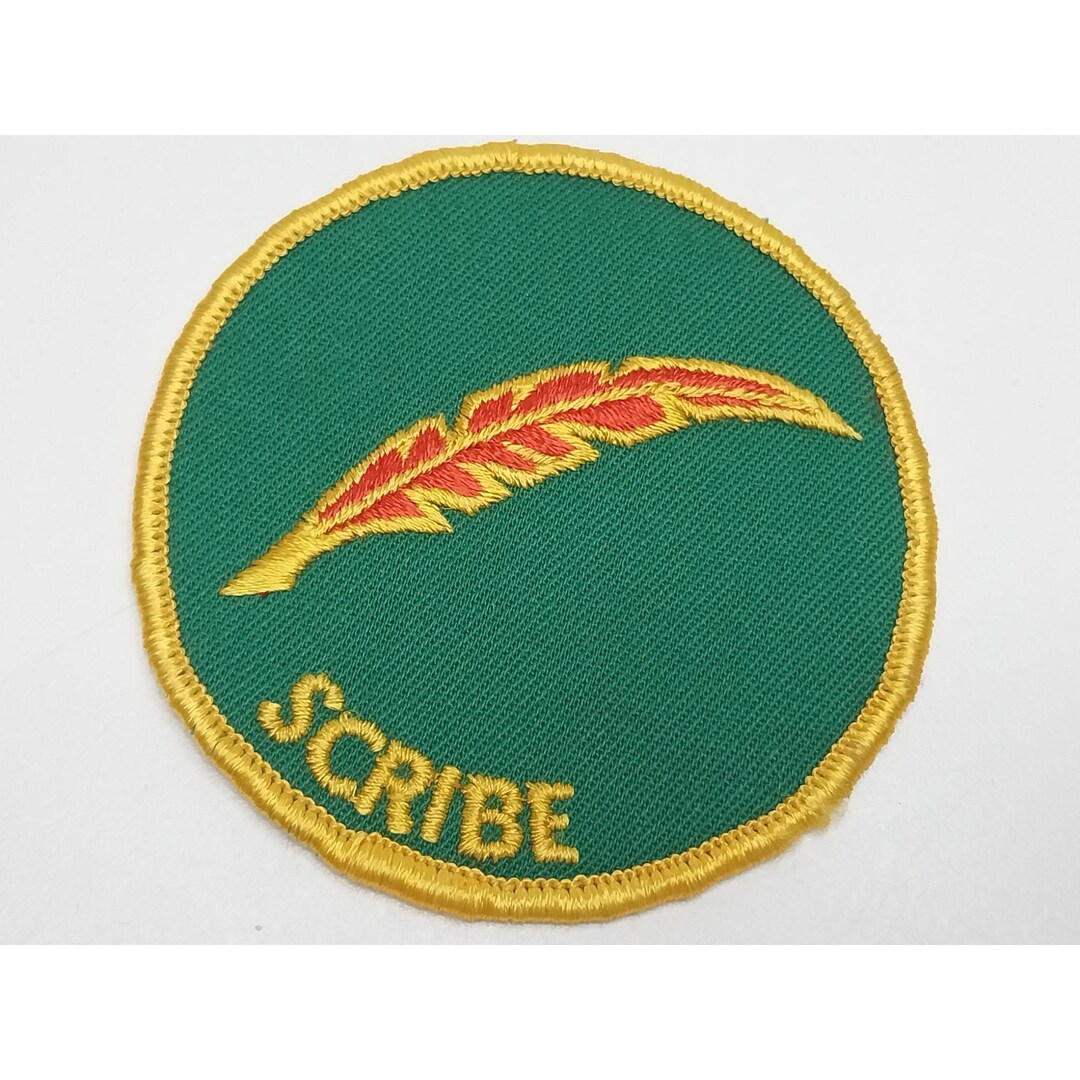 Vintage Boy Scout BSA Scribe Embroidered Patch Round Badge Yellow ...