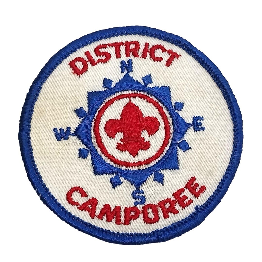 Boy Scouts Vintage Patch District Camporee Embroidered Round Red White ...