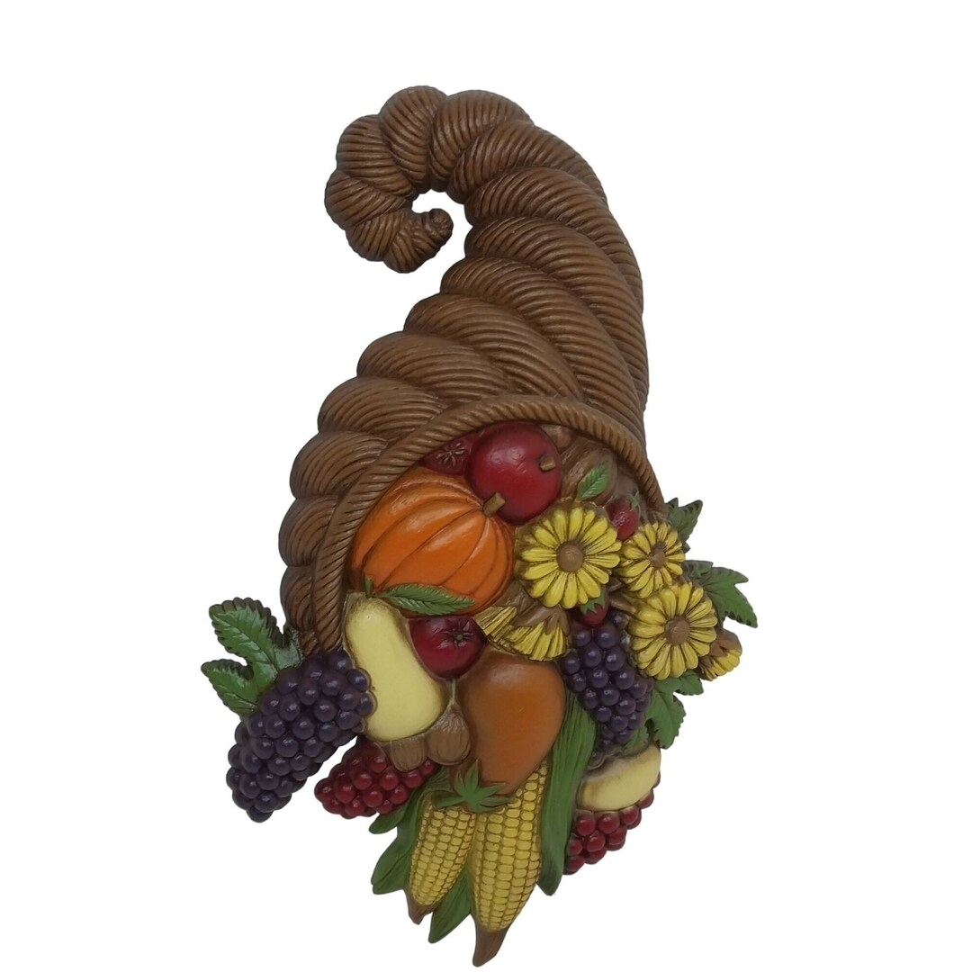 Vintage 1981 Cornucopia Wall Hanging Decor by Burwood Autumn ...