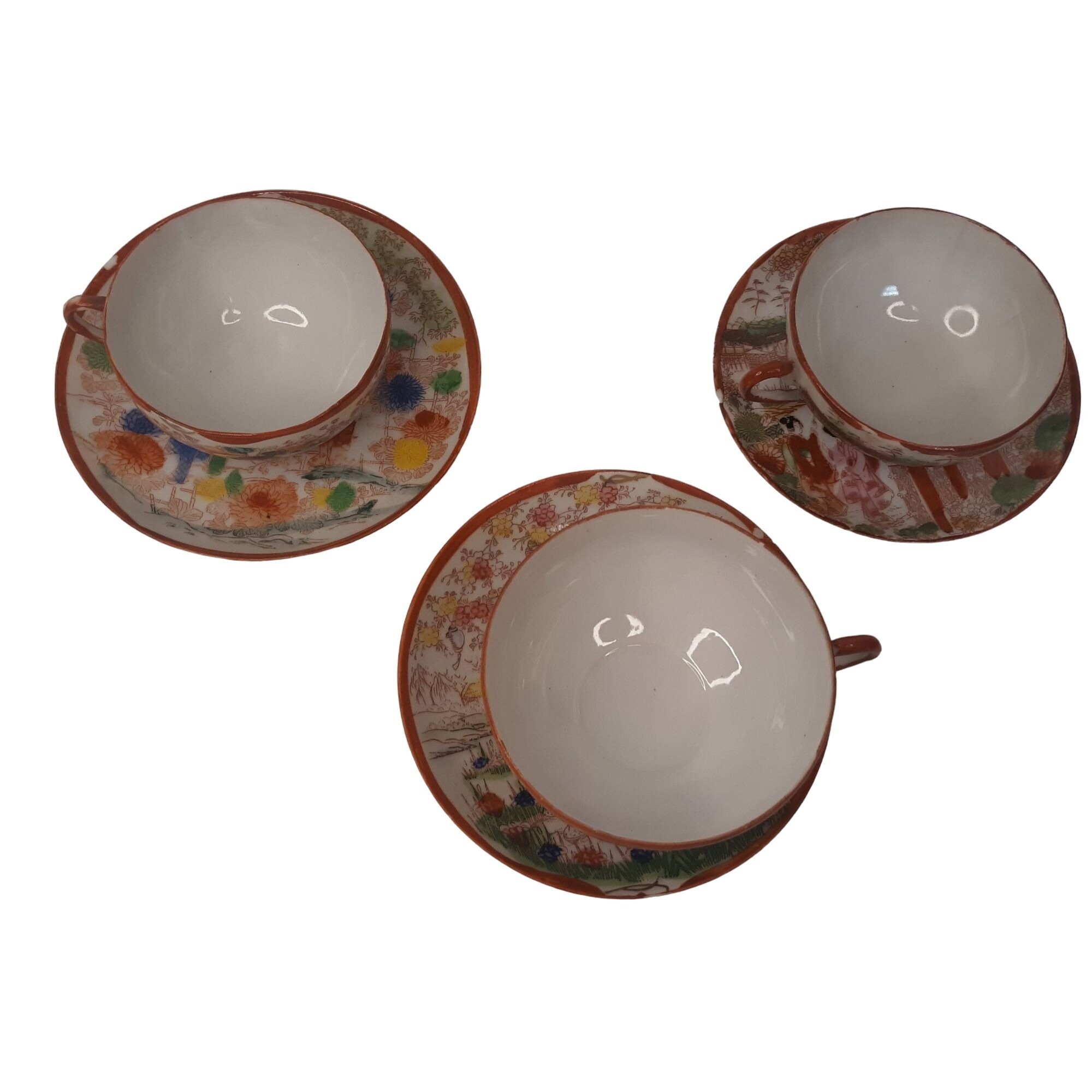 Japanese Geisha Imari Tea Cups Set of 3 - Etsy