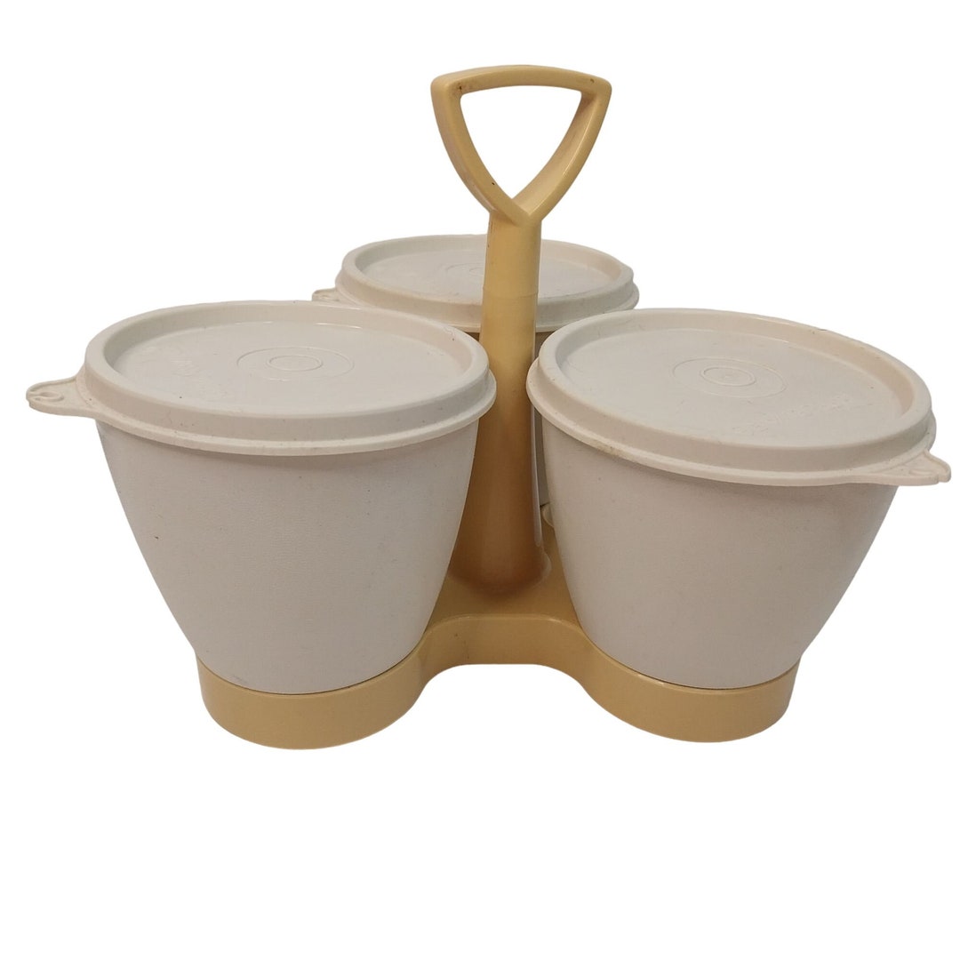 Tupperware Condiment Caddy With Lids Harvest Gold And Beige Etsy