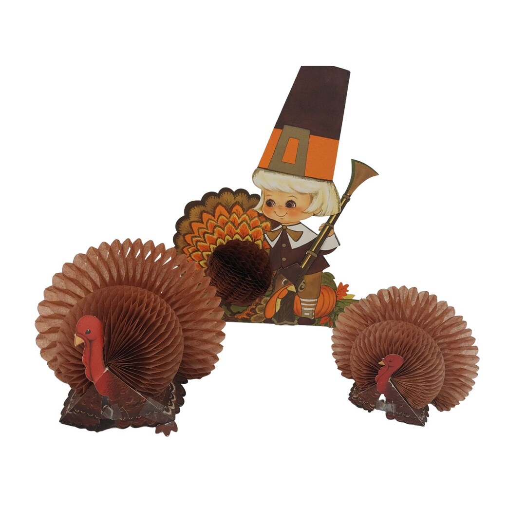 Vintage Hallmark Plans a Party Pilgrim Centerpiece With Honeycomb ...