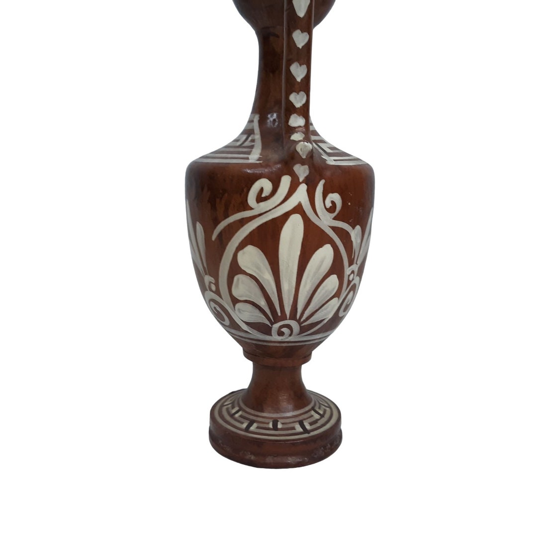 Vintage Grecian Ceramic Vase Jug Hand Made in Greece Brown & Cream - Etsy