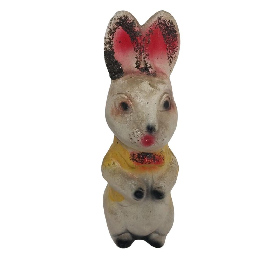 Vintage Carnival Chalkware Rabbit Figurine With Yellow Shirt & Bow Tie ...