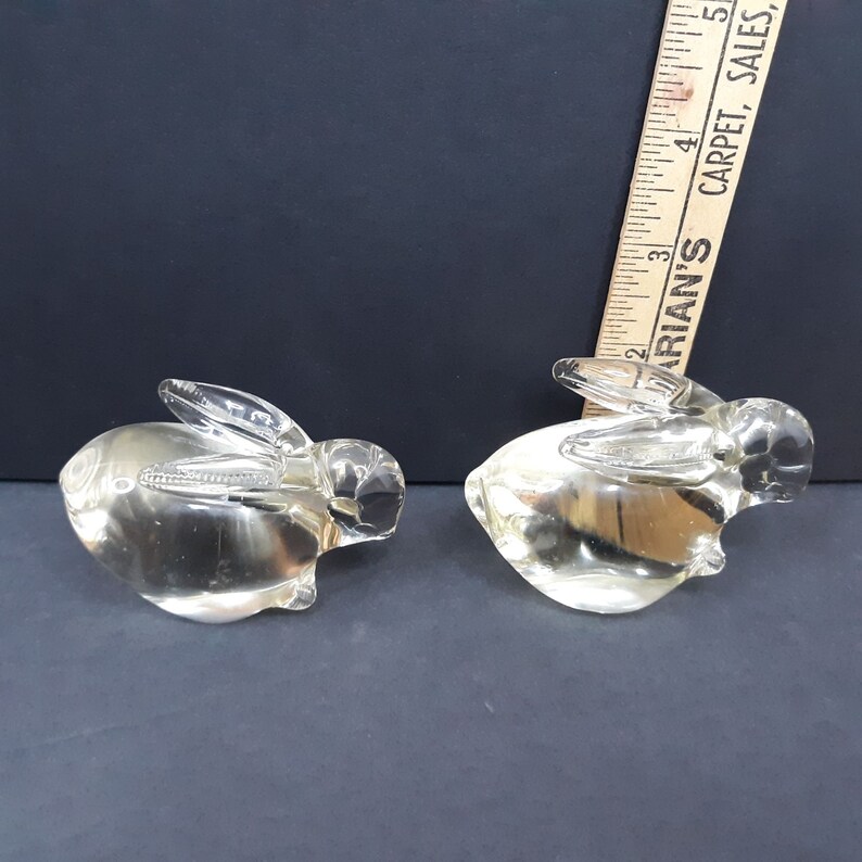 Bunny Rabbit Paperweights Figurine Set of 2 Glass 2" - Etsy