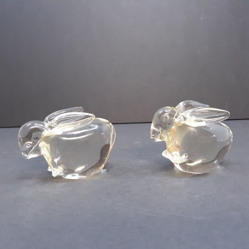 Bunny Rabbit Paperweights Figurine Set of 2 Glass 2" - Etsy