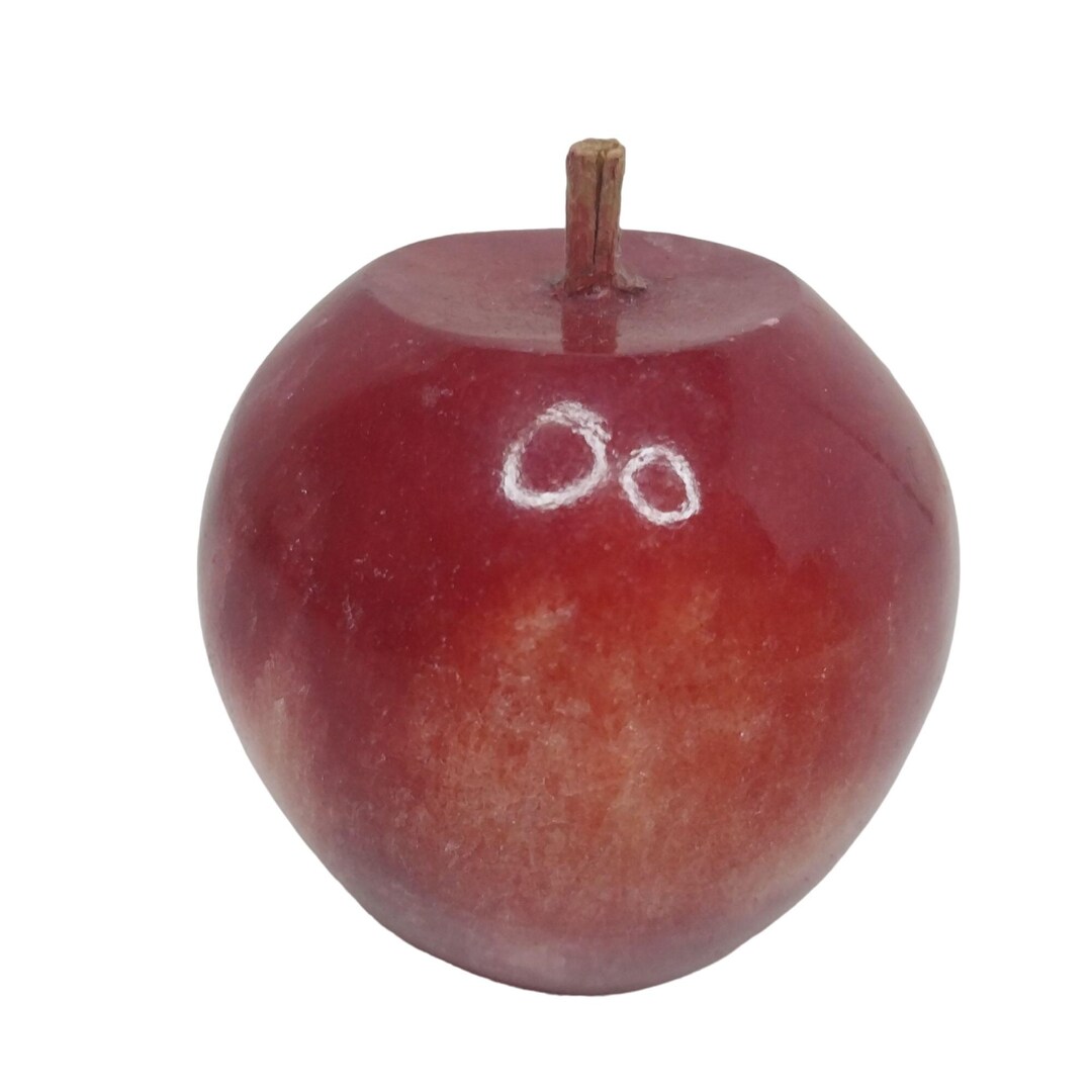Vintage Carved Marble Alabaster Stone Fruit Red Apple 4” Tall ...