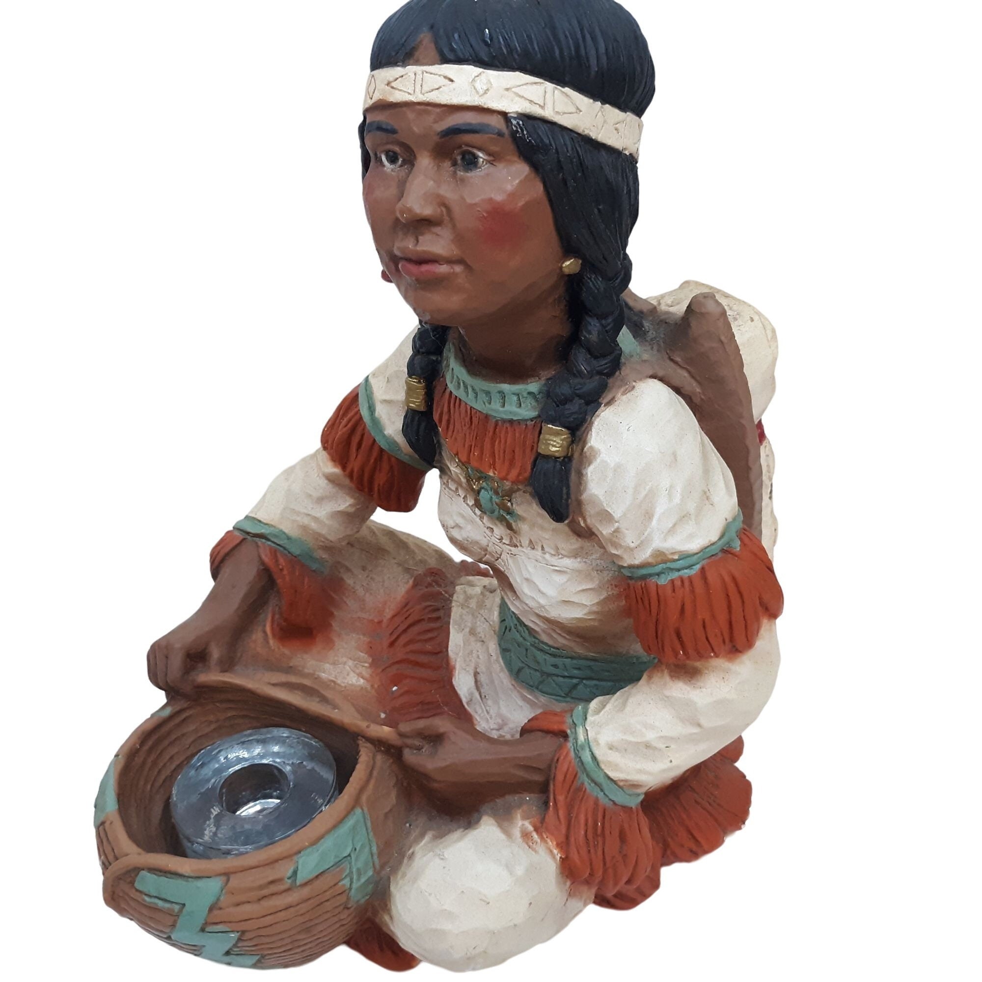Native American Indian Woman With Papoose Baby Statue Incense Burner ...