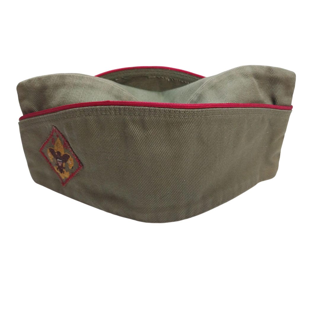 Vtg Boy Scout Garrison Cap BSA Hat Green Official Uniform Medium 6 3/4 ...