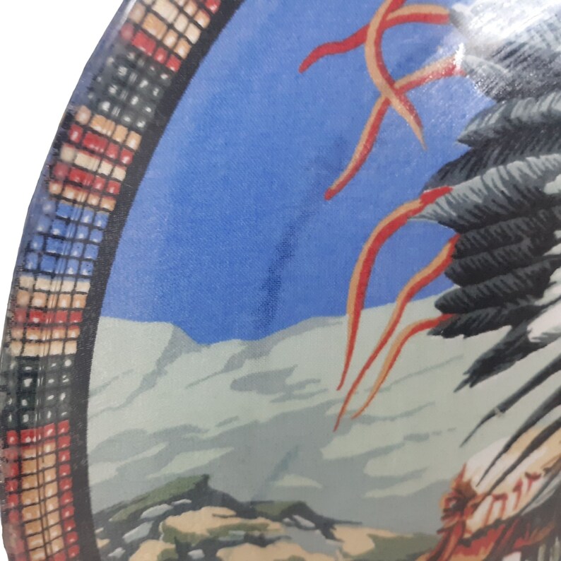 Decorative Native American Plate on Stand Glass With Fabric Overlay ...