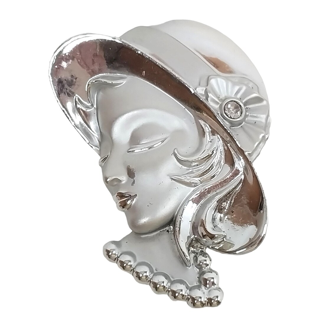 Silver Tone Page Girl Lady Head Brooch - Etsy