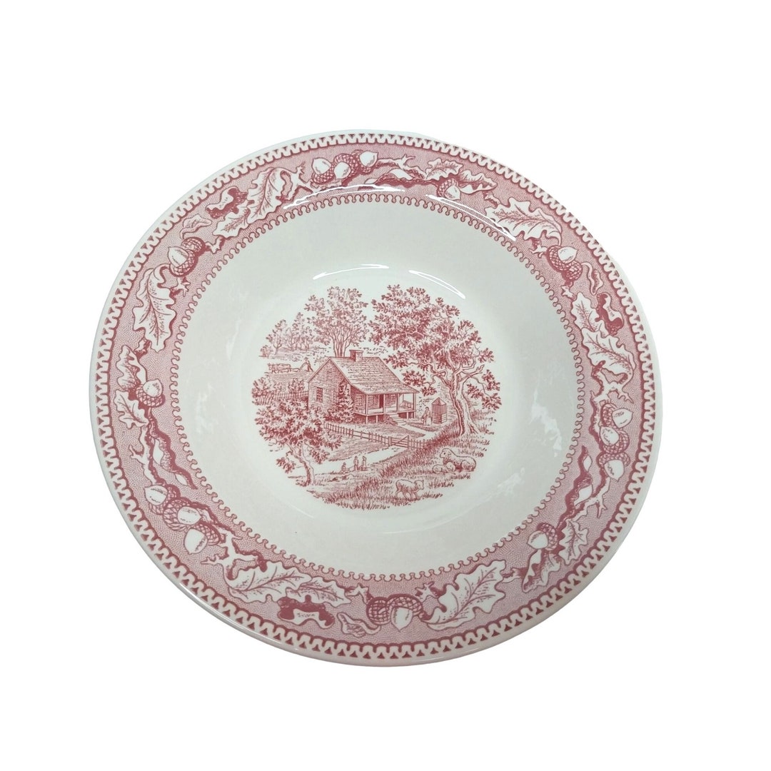 1965 Memory Lane Royal Ironstone Red Transferware Serving Bowl Toile ...