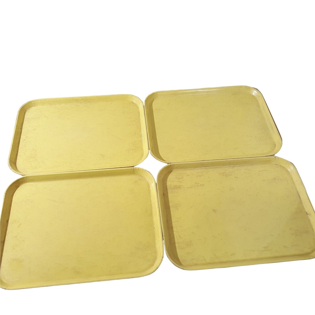 Cafeteria Trays Lot Of 4 Vintage Yellow Fiberglass 18 X Etsy