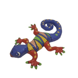 Gecko Lizard Paper Mache Wall Art Colorful - Etsy