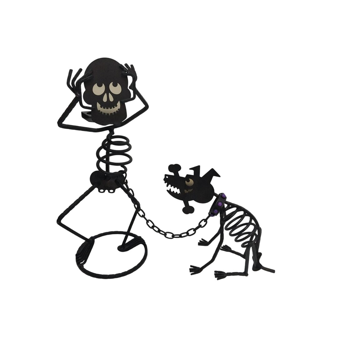 Partylite Mr Bones & Skeleton Dog Metal Candle Holder Halloween Decor ...