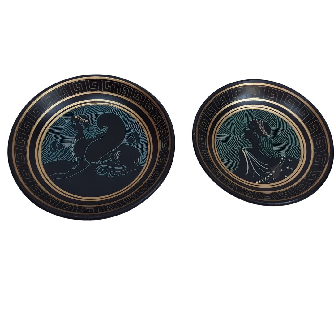 Vintage Grecian Greek Goddess Echidna Decorative Plates Set of 2 ...