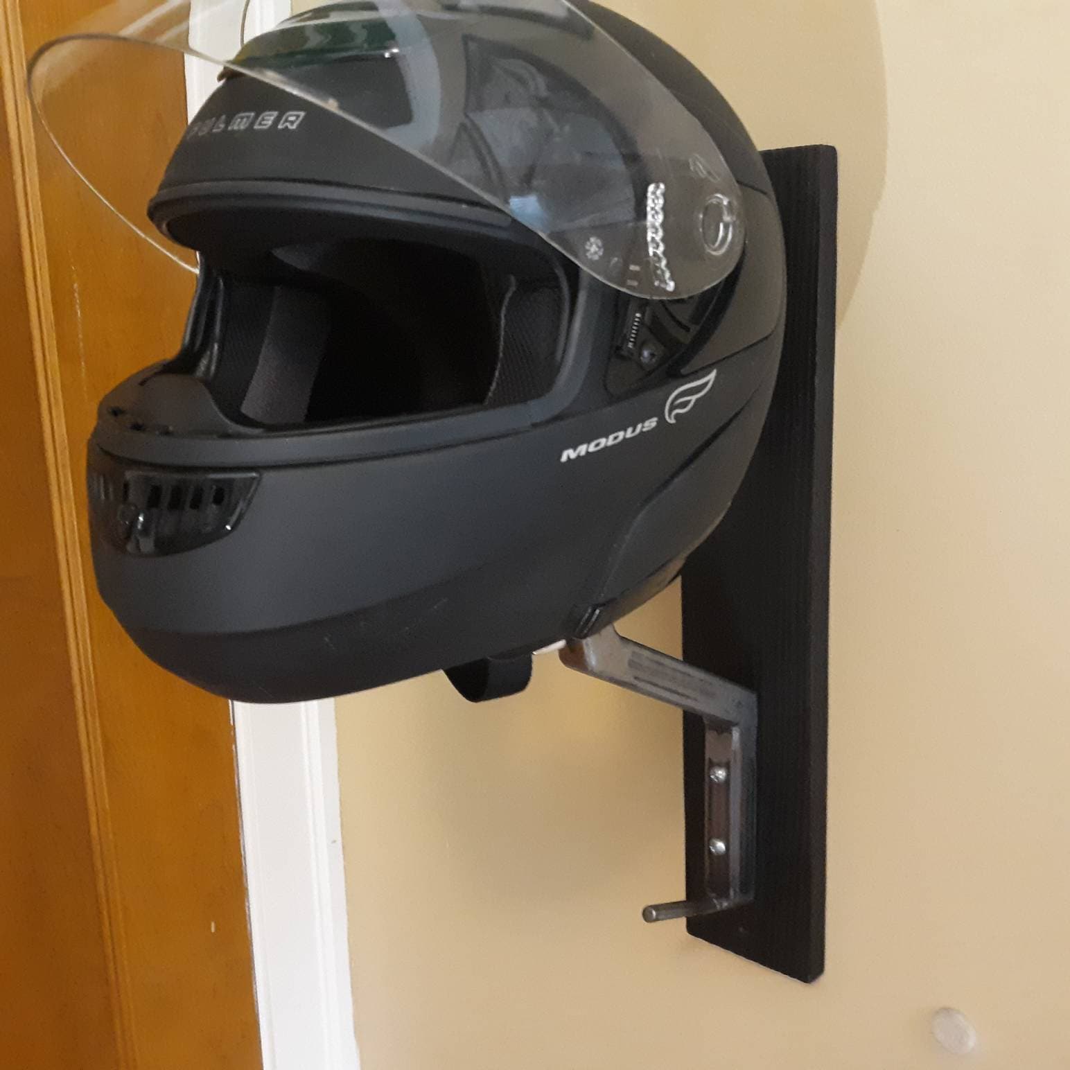 Industrial Wall Mounted Wood and Welded Steel Motorcycle Helmet Rack - Etsy