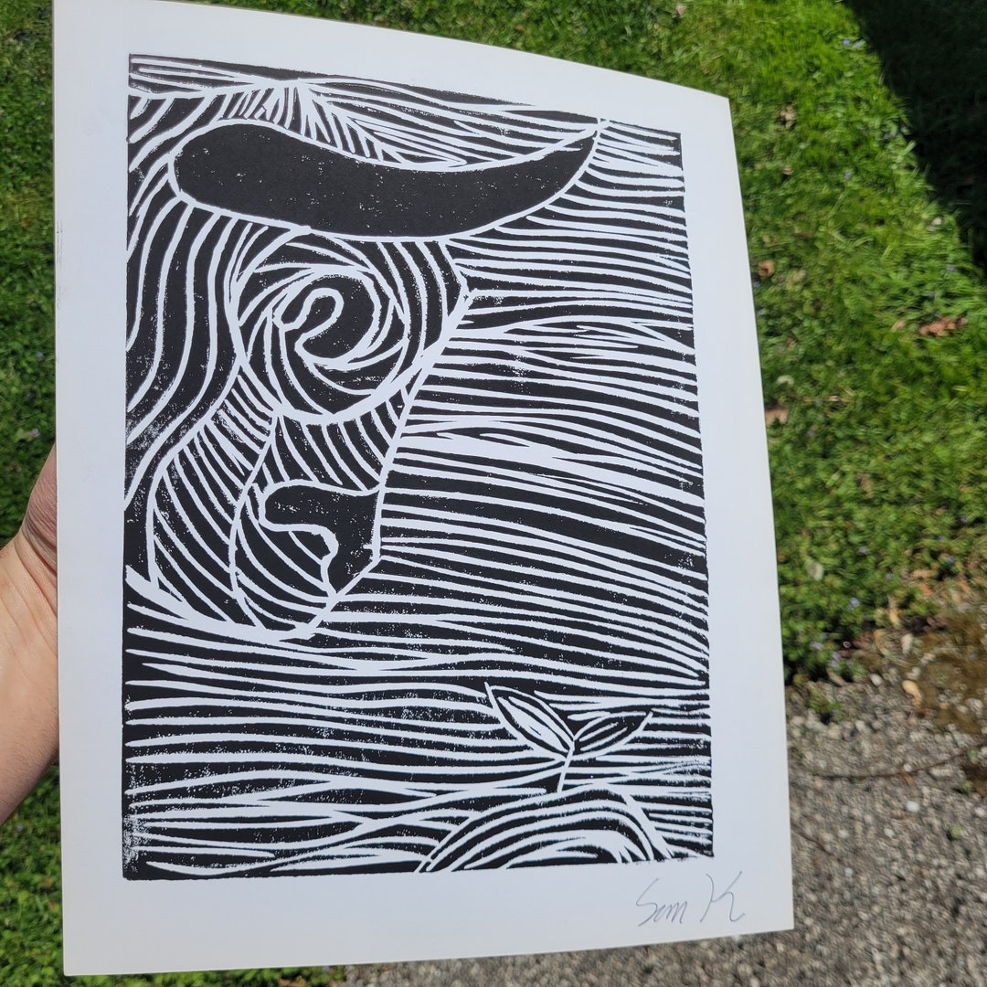 The Bison | 11" X 14" Handcut Linocut Relief Print - Etsy