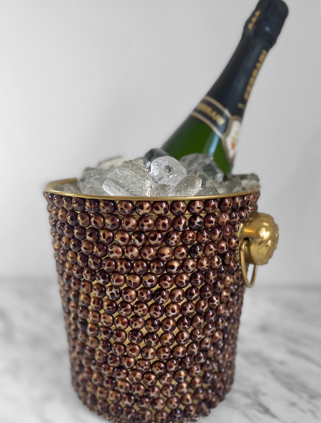 Leopard Print Gold Ice Bucket Animal Print Cheetah Embellished Faux ...