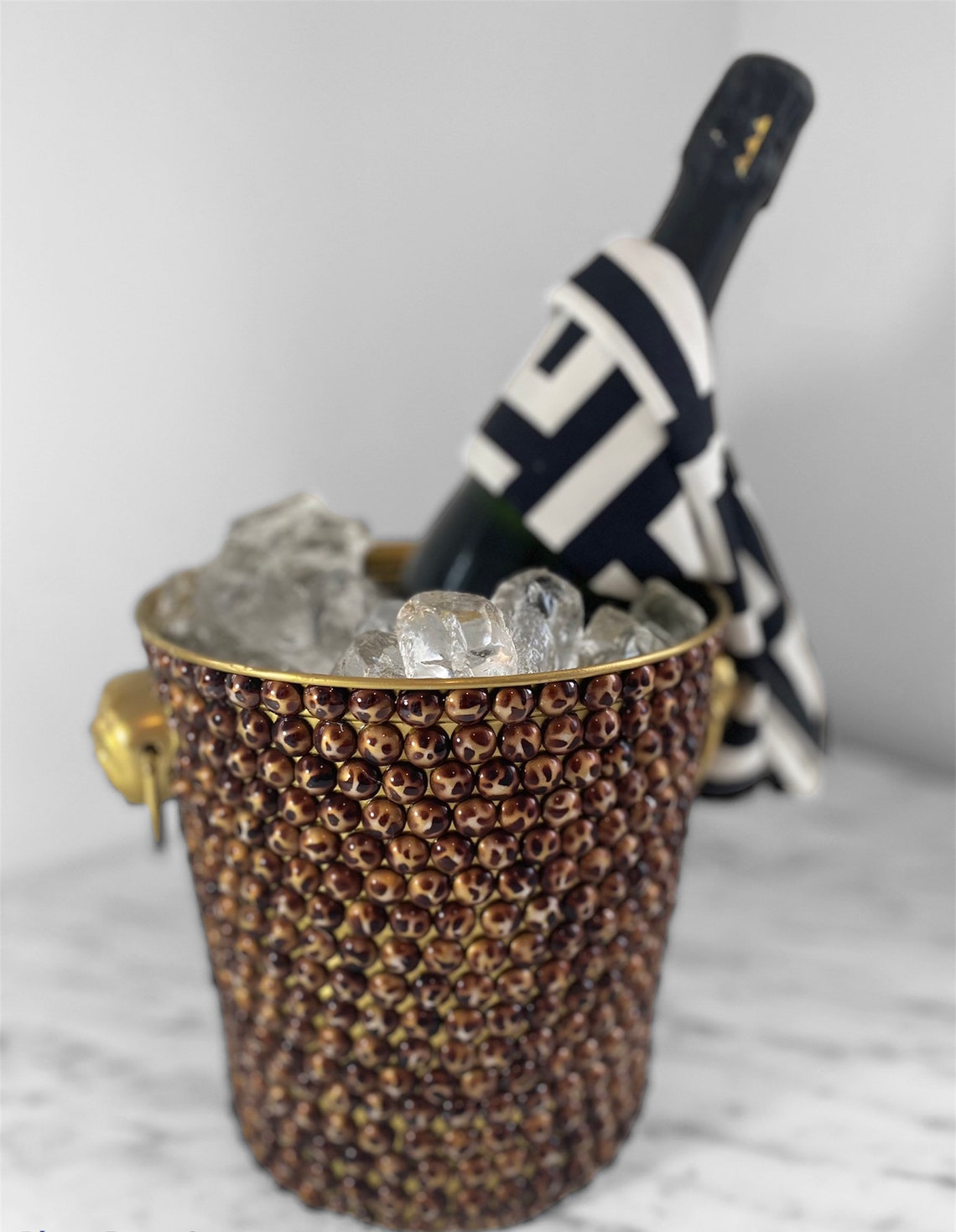 Leopard Print Gold Ice Bucket Animal Print Cheetah Embellished | Etsy