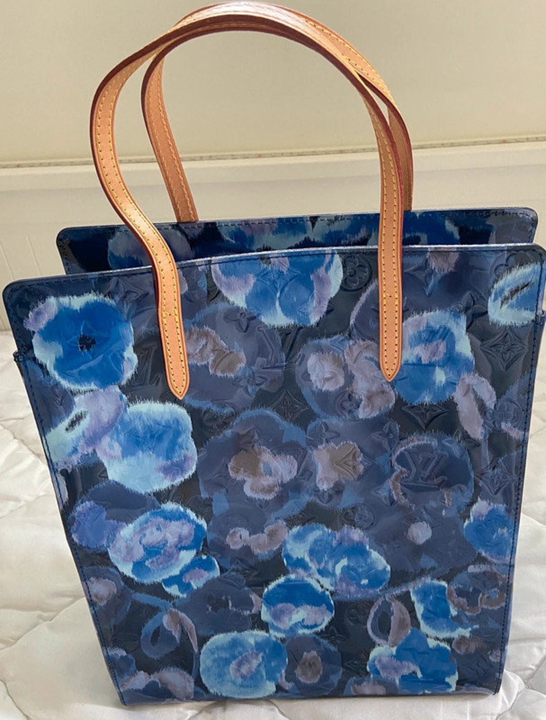 Louis Vuitton Cabas Flower Ikat Catalina Blue Monogram Patent Leather ...