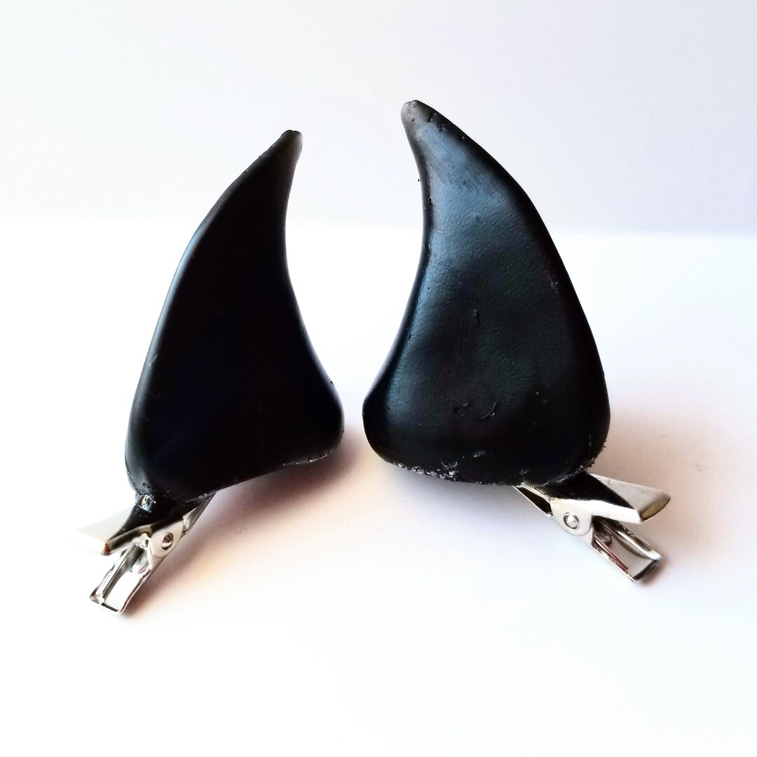 MATT BLACK | Resin Clip-on Devil Horns - Etsy