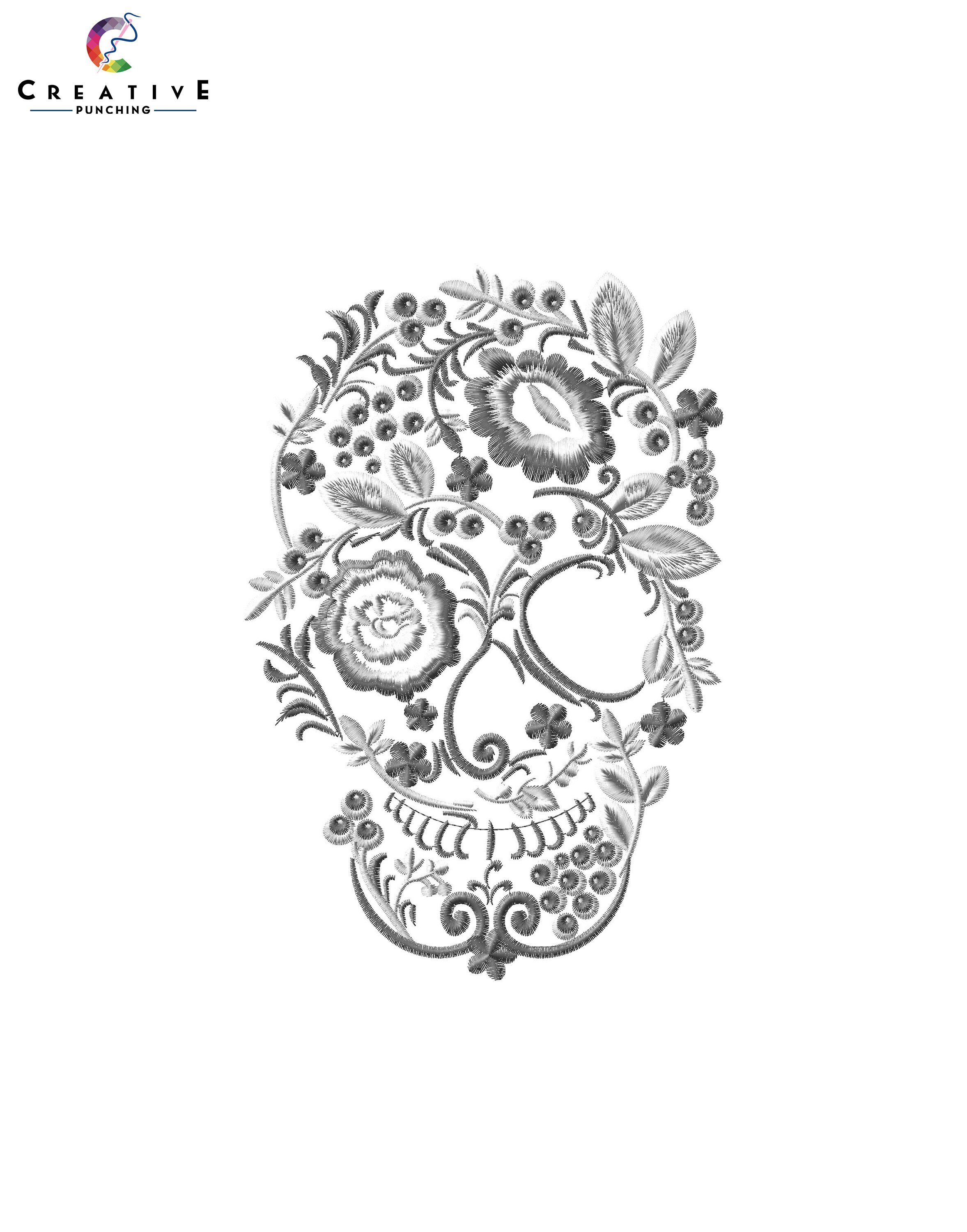Sugar Skull And Flowers Drawing