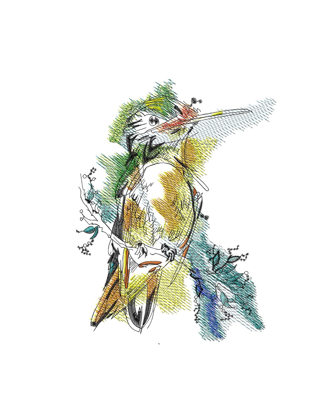 Woodcutter Bird Embroidery Design: Artistic Machine File (5x7 Hoop) - Etsy