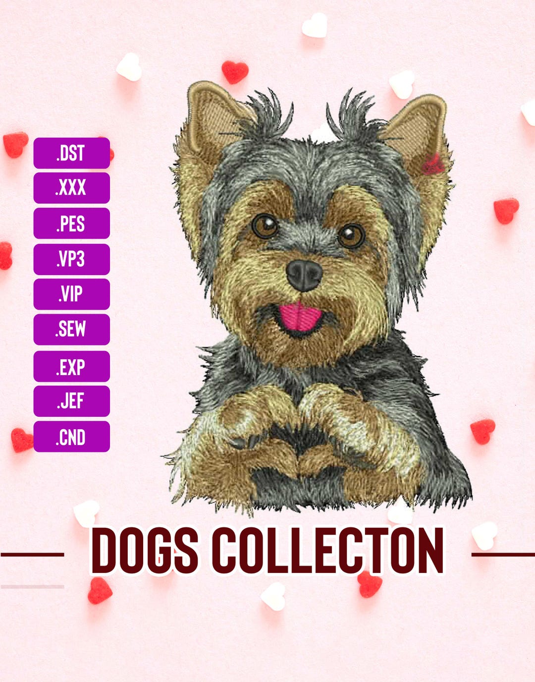 Yorkie Dog Embroidery Design: Realistic Pet Portrait (PES, DST, JEF ...