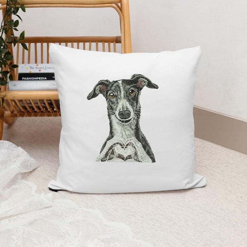 Whippet Greyhound Embroidery Design: Realistic Pet Dog (digital ...