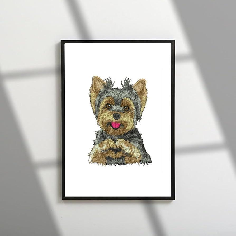 Yorkie Dog Embroidery Design: Realistic Pet Portrait (PES, DST, JEF ...