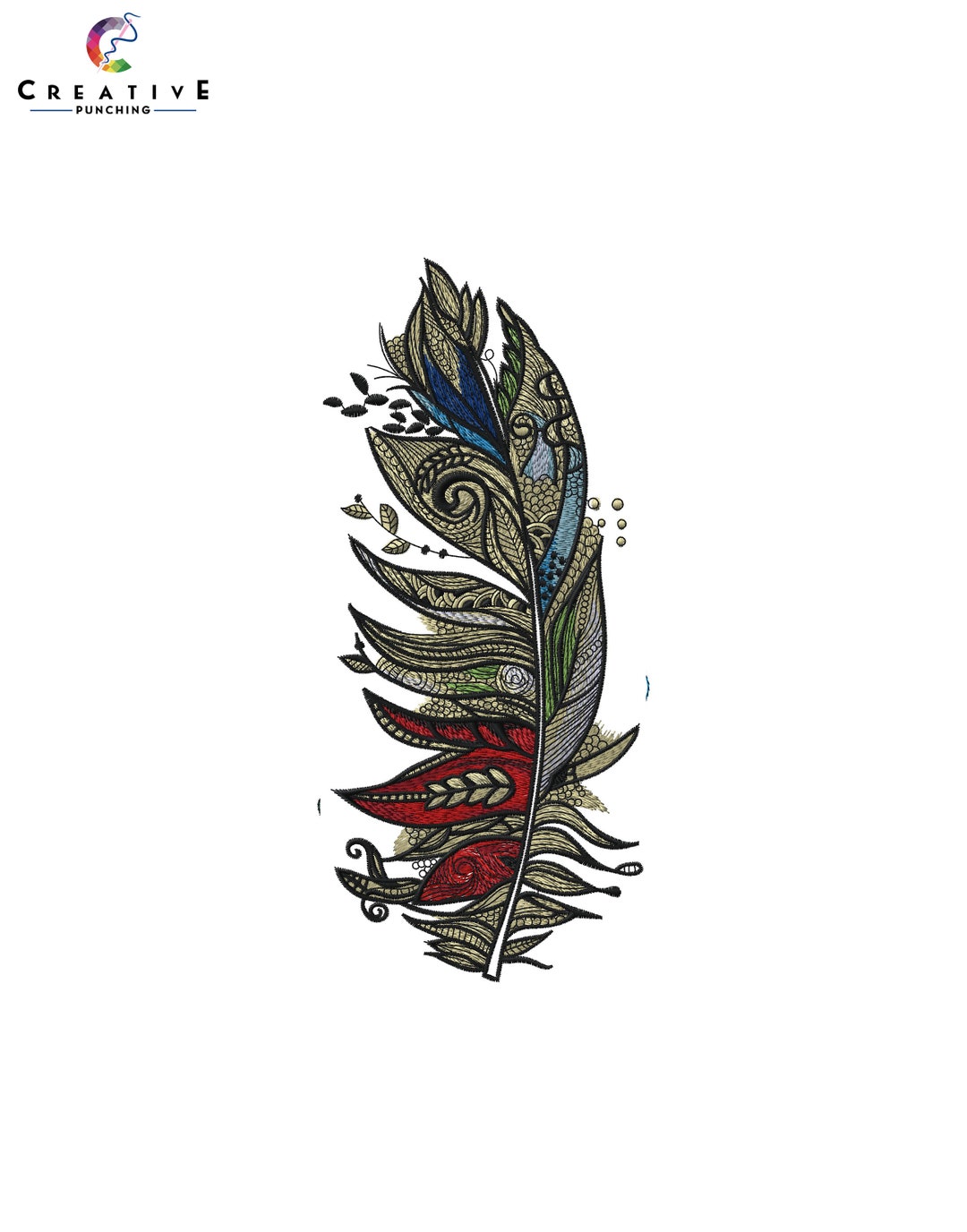 Feather Embroidery Designs Multicolor Feather Wedding Embroidery ...