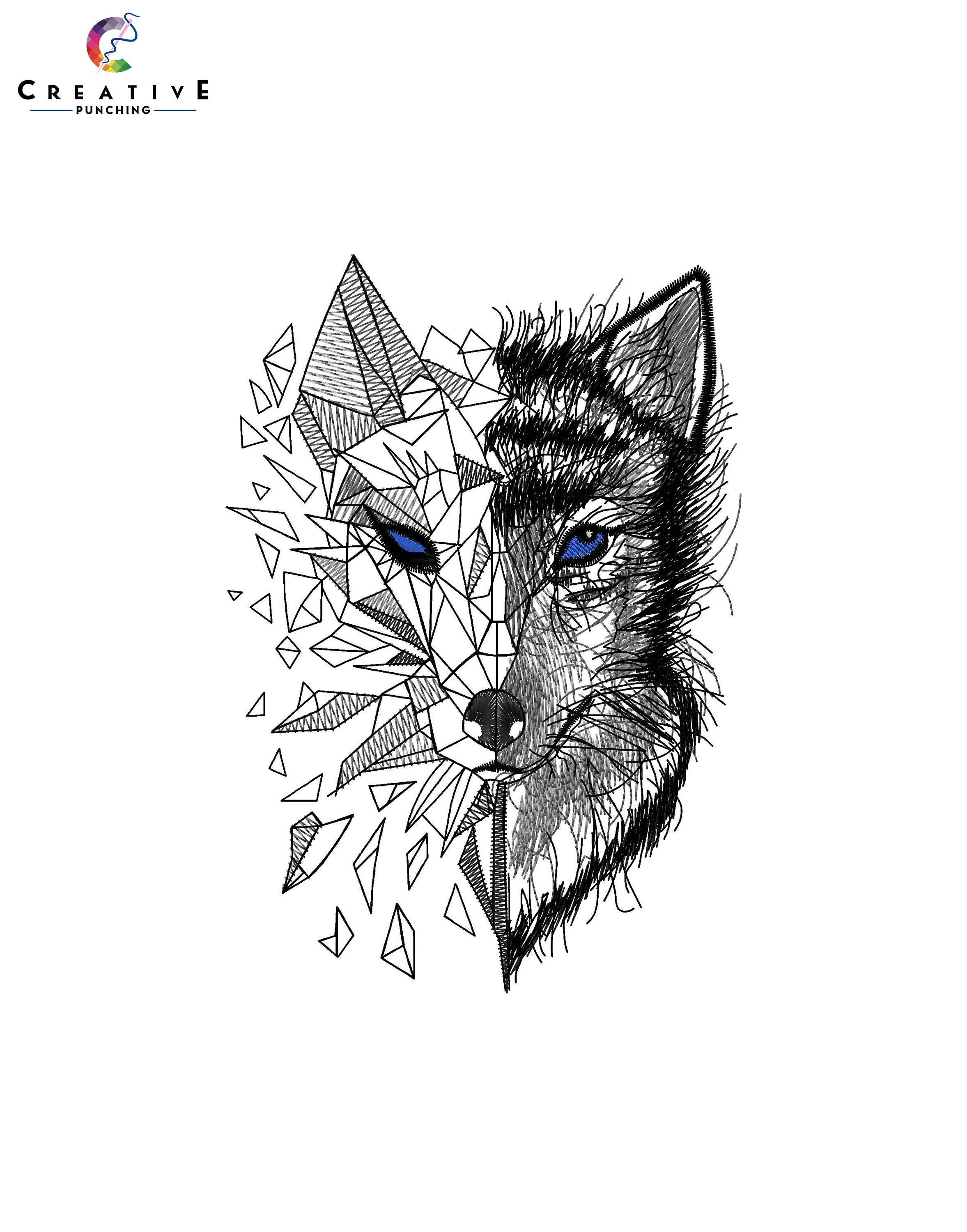 Wolf Face Embroidery Design Wolf Machine Embroidery T Shirt - Etsy