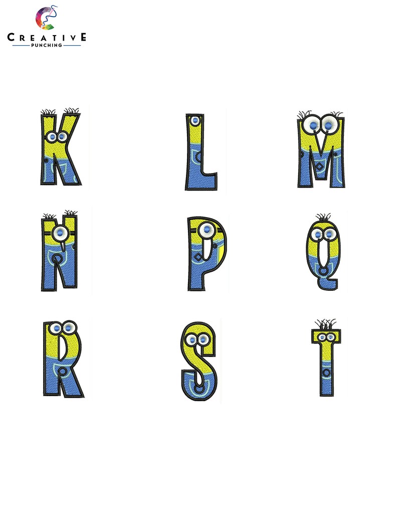 Minions Embroidery Alphabetic Font Designs Machine Embroidery Fonts - Etsy