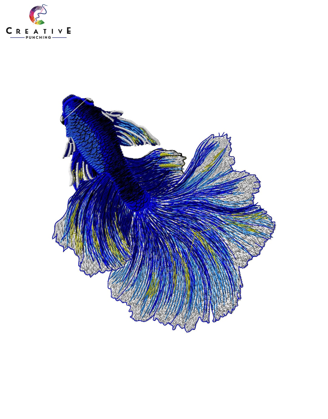 Blue Beta Fish Embroidery Designs Beta Fish Digitizing Embroidery ...