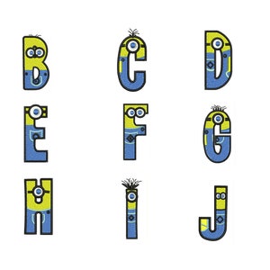 Minions Embroidery Alphabetic Font Designs Machine Embroidery Fonts - Etsy