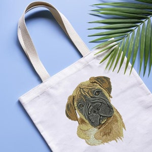 Bull Mastiff Dog Embroidery Design: Floral Machine Embroidery (digital ...
