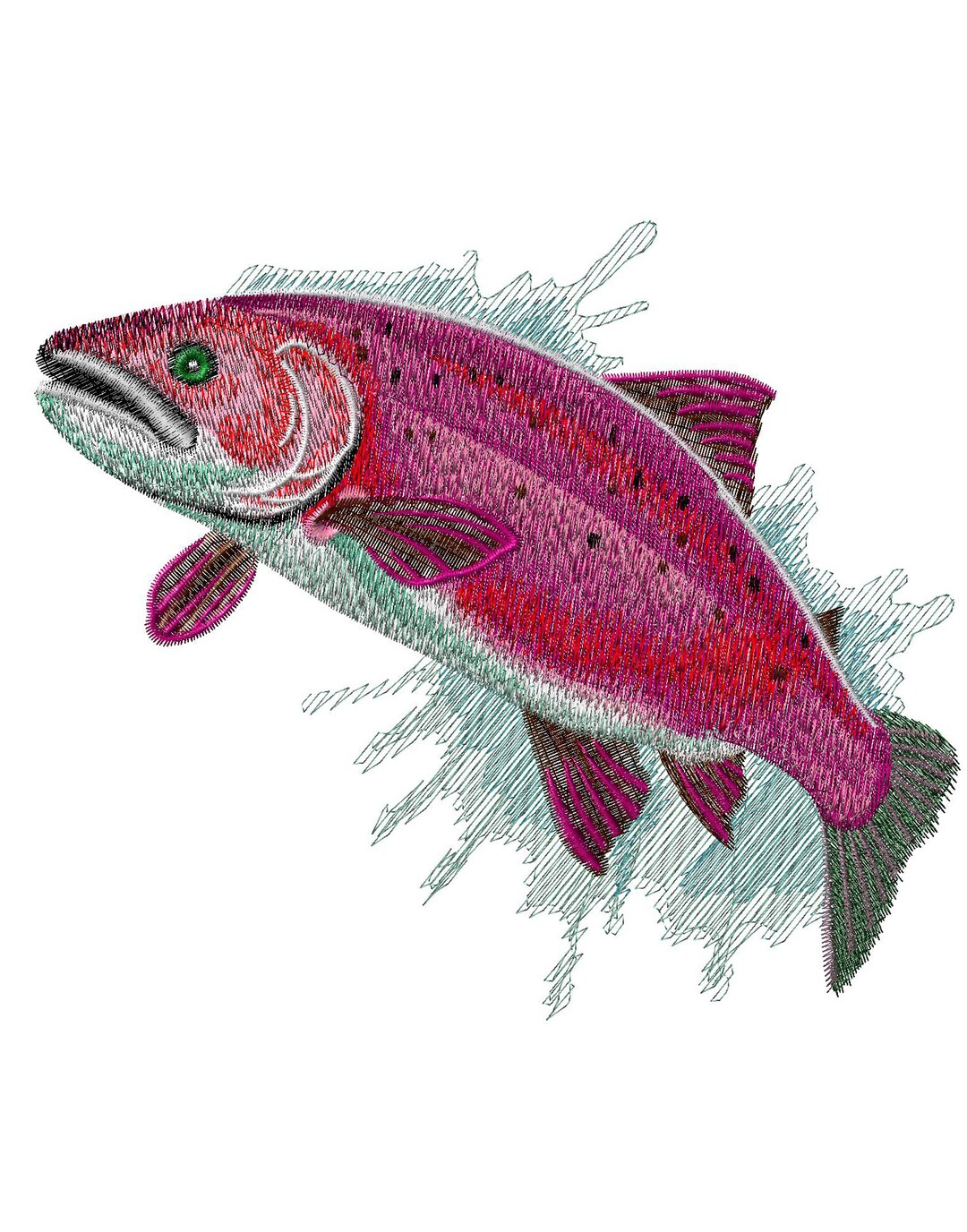 Red Salmon Fish Art Designs Village Life Stingray Embroidery Art T ...