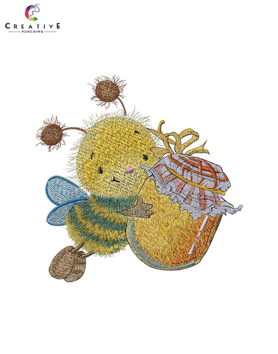 Bee With Honey Embroidery Designs Wonderful Bee Applique - Etsy