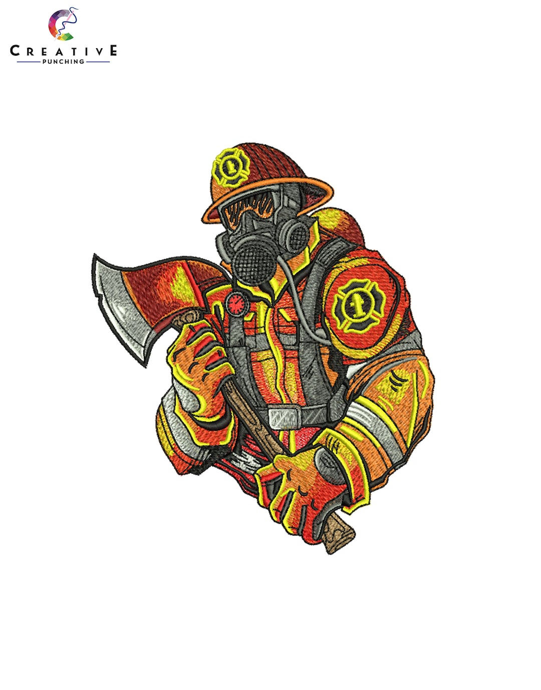 Firefighter With Axe Machine Embroidery Design (digital Download) - Etsy
