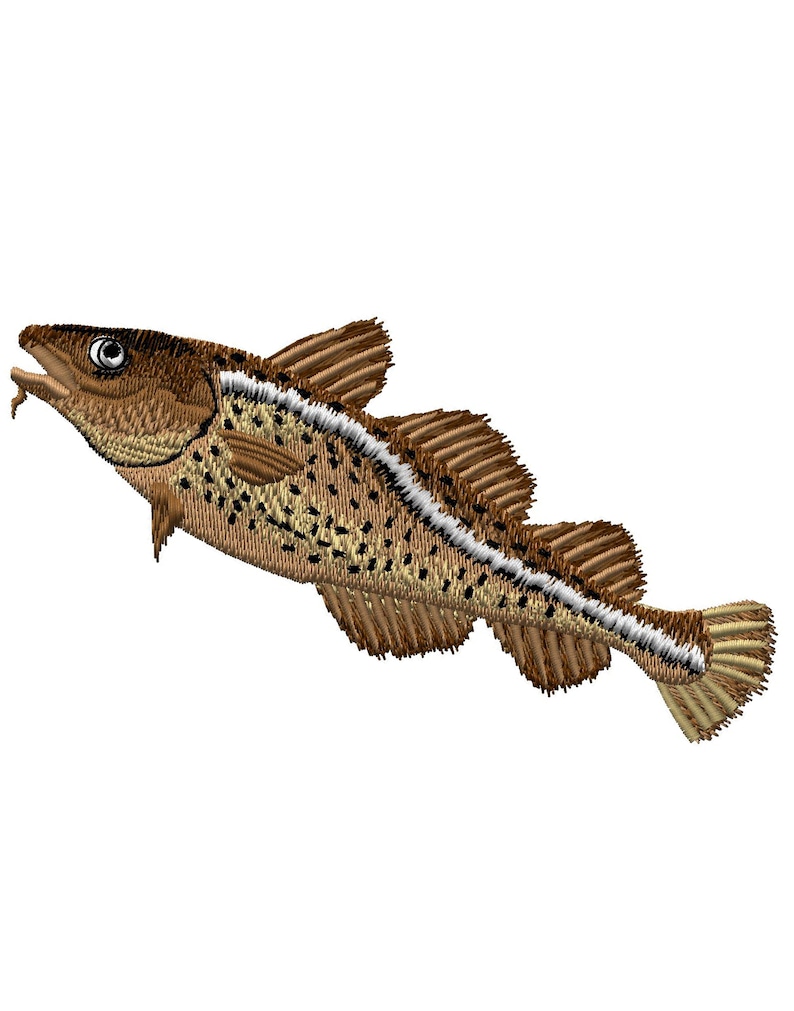 Cod Fish Embroidery Art: Machine Embroidery Digital Design (5x7 Hoop ...