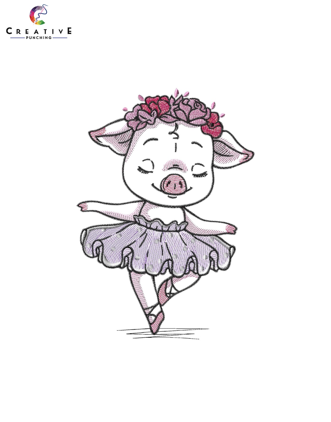 Pig Ballet Dancing Embroidery Designs Good Looking Machine Embroidery ...